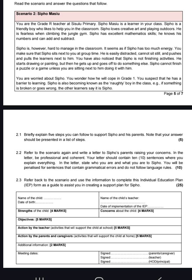 Read the scenario and answer the questions