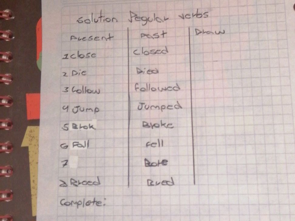 Solution Regular verbs | Present | Past | | StudyX