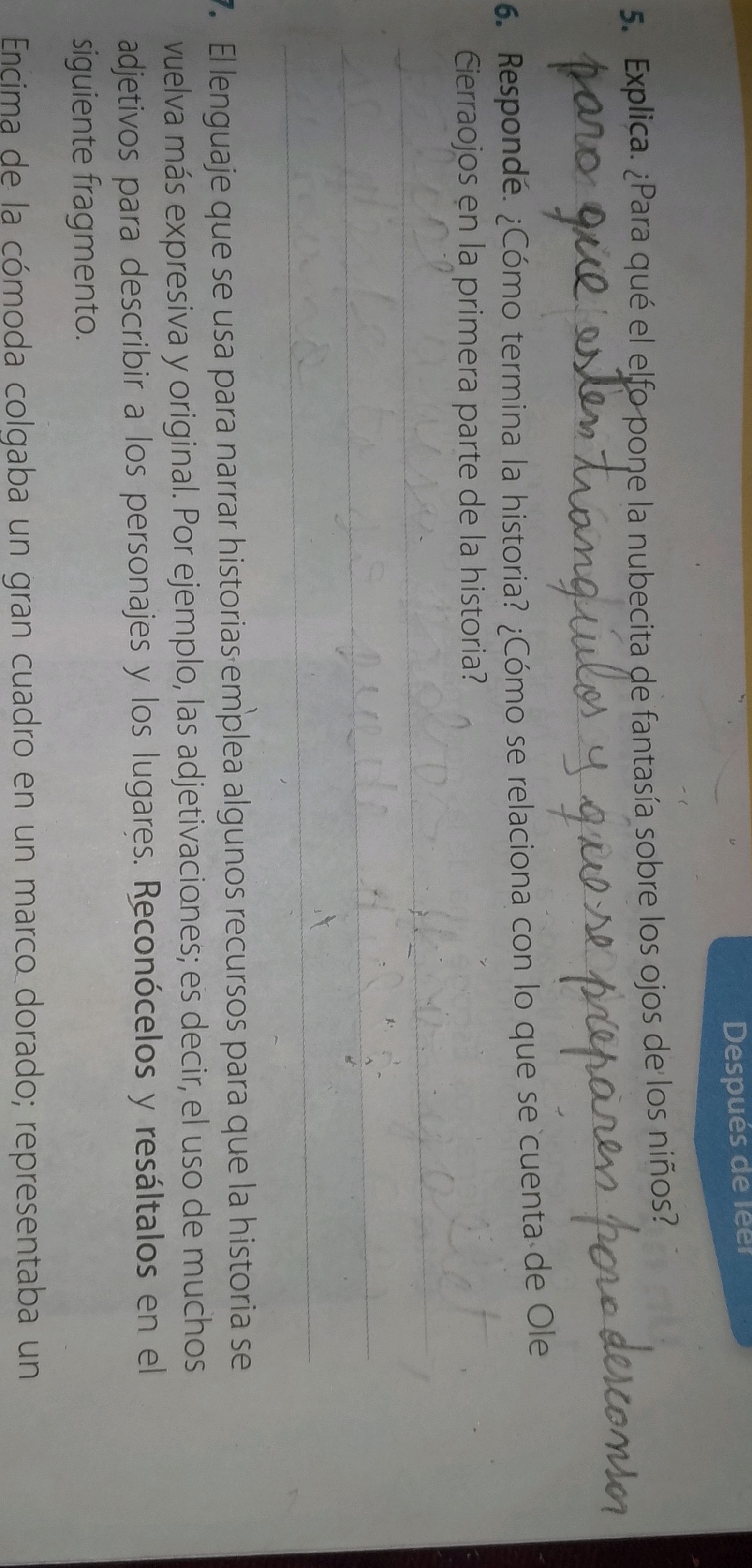 Explica. ¿Para qué el elfo pone la nubecita