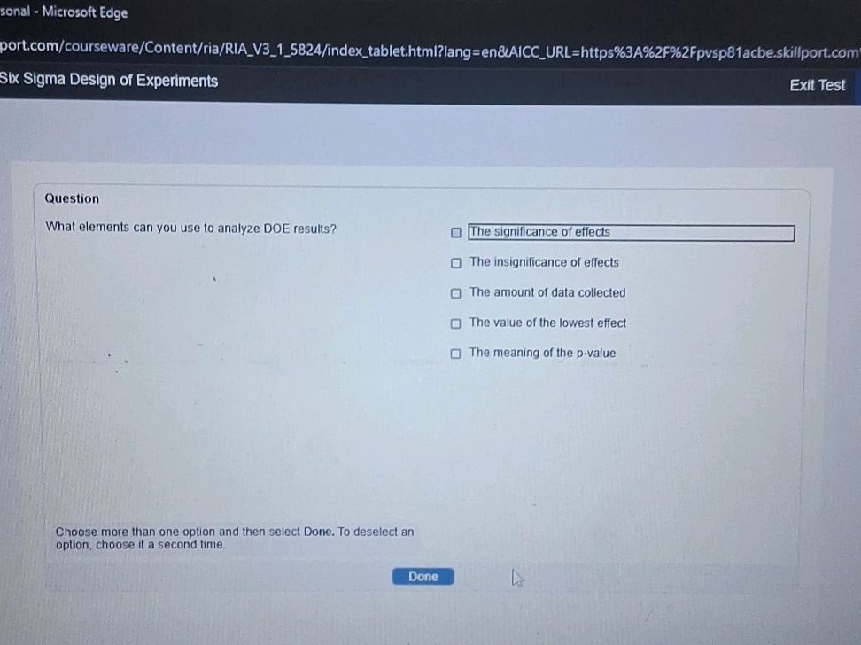 What elements can you use to analyze DOE