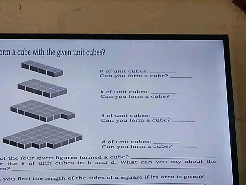 Form a cube with the given unit cubes? # of | StudyX
