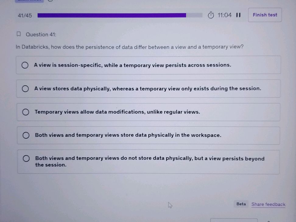 Question 41: In Databricks, how does the