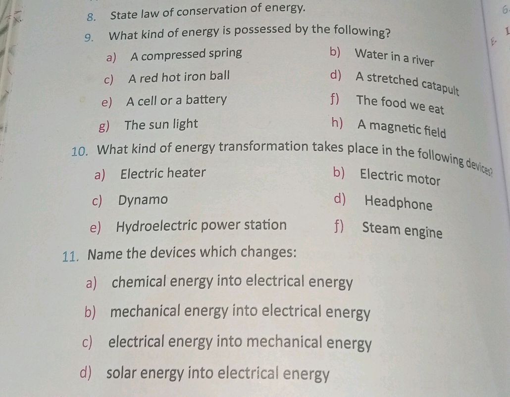 8. State law of conservation of energy. 9. | StudyX