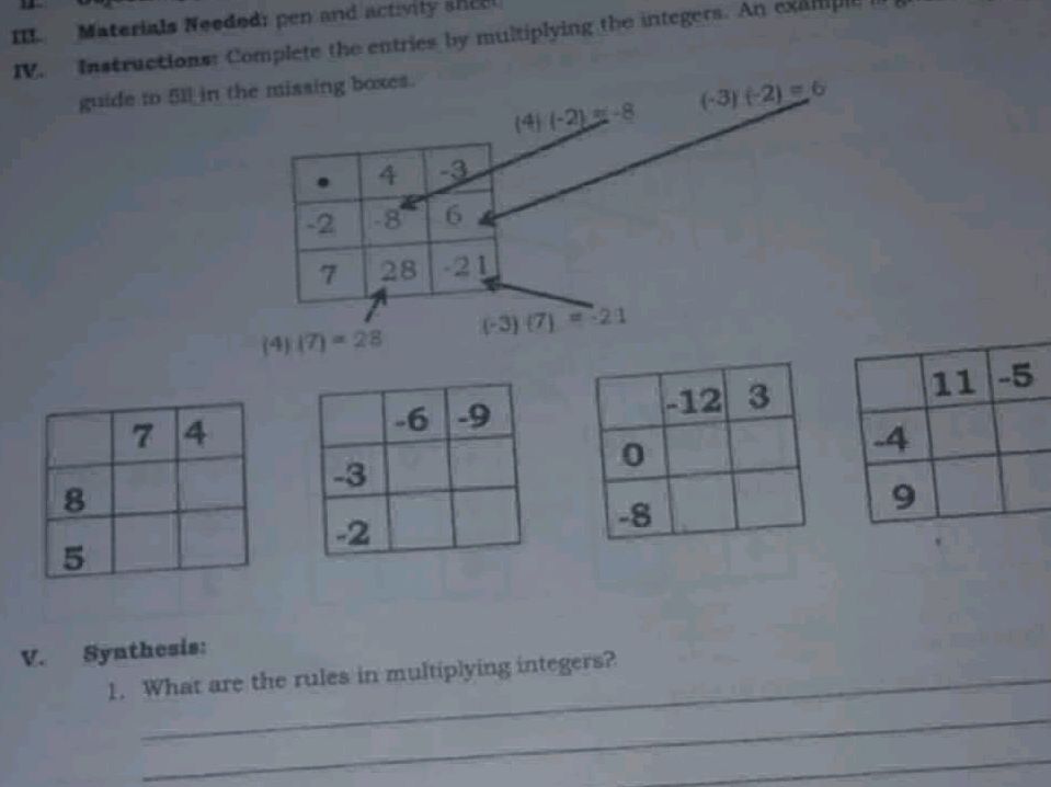 Complete the entries by multiplying the | StudyX