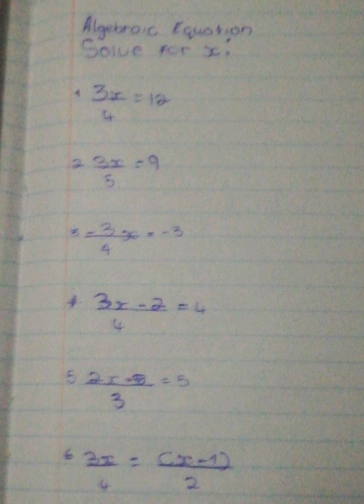 Algebraic Equation Solve for x: 1. $ | StudyX
