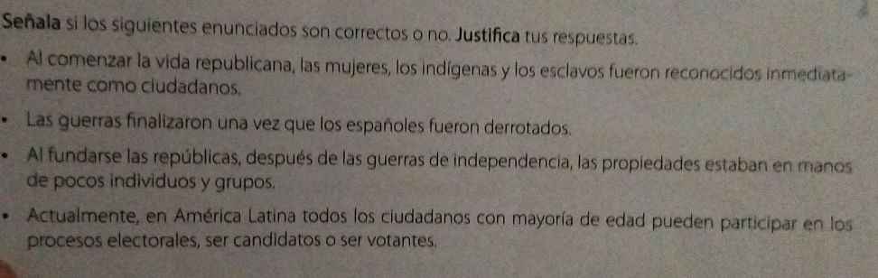 Señala si los siguientes enunciados son | StudyX