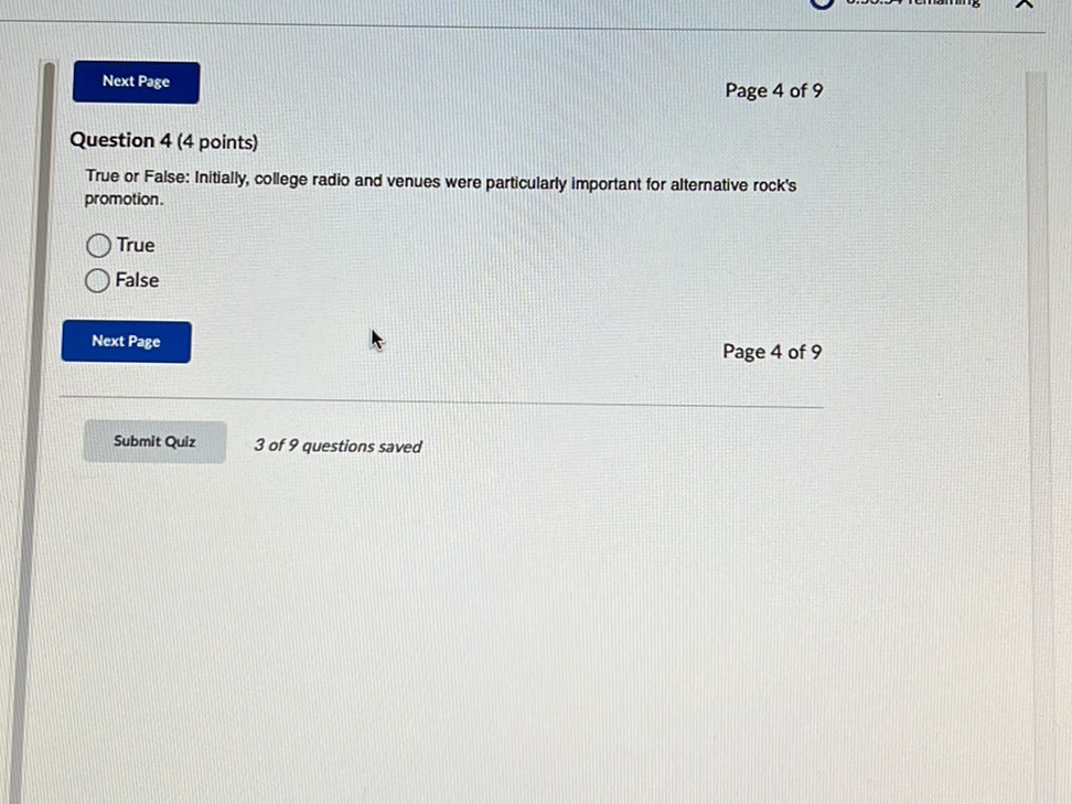 Question 4 (4 points) True or False: | StudyX