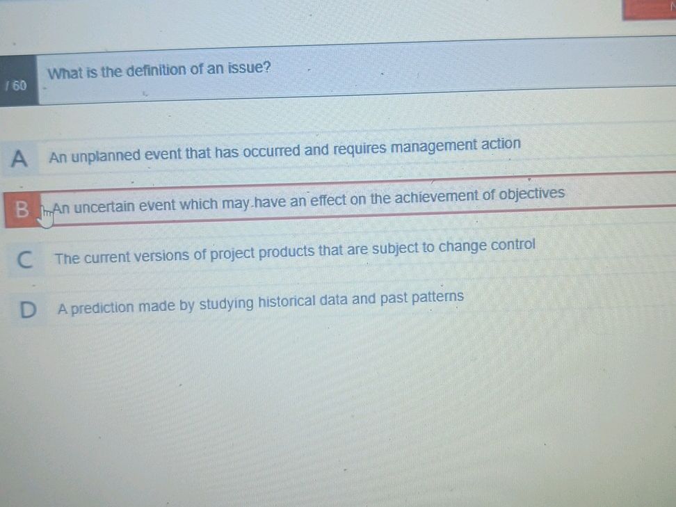 What is the definition of an issue? A An