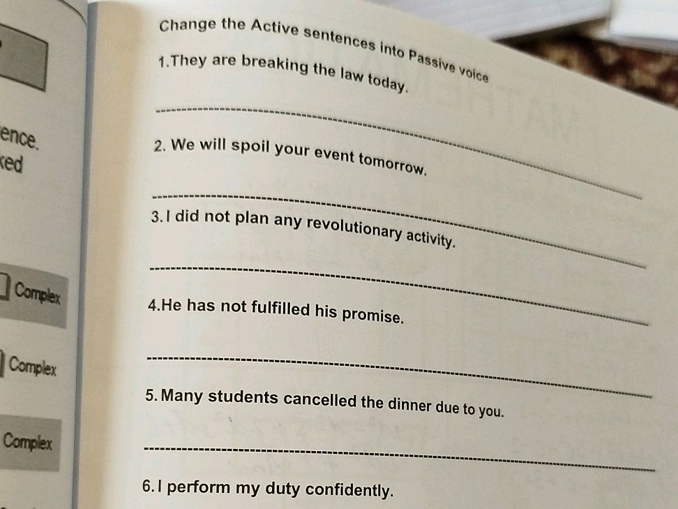 Change the Active sentences into Passive | StudyX