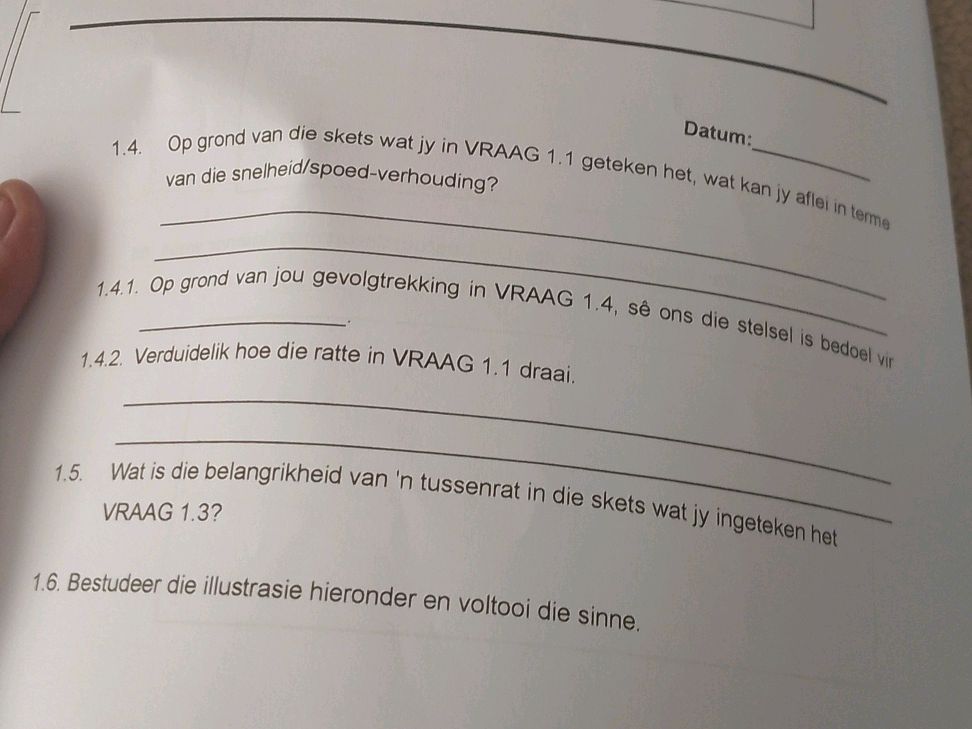 Datum: 1.4. Op grond van die skets wat jy in | StudyX