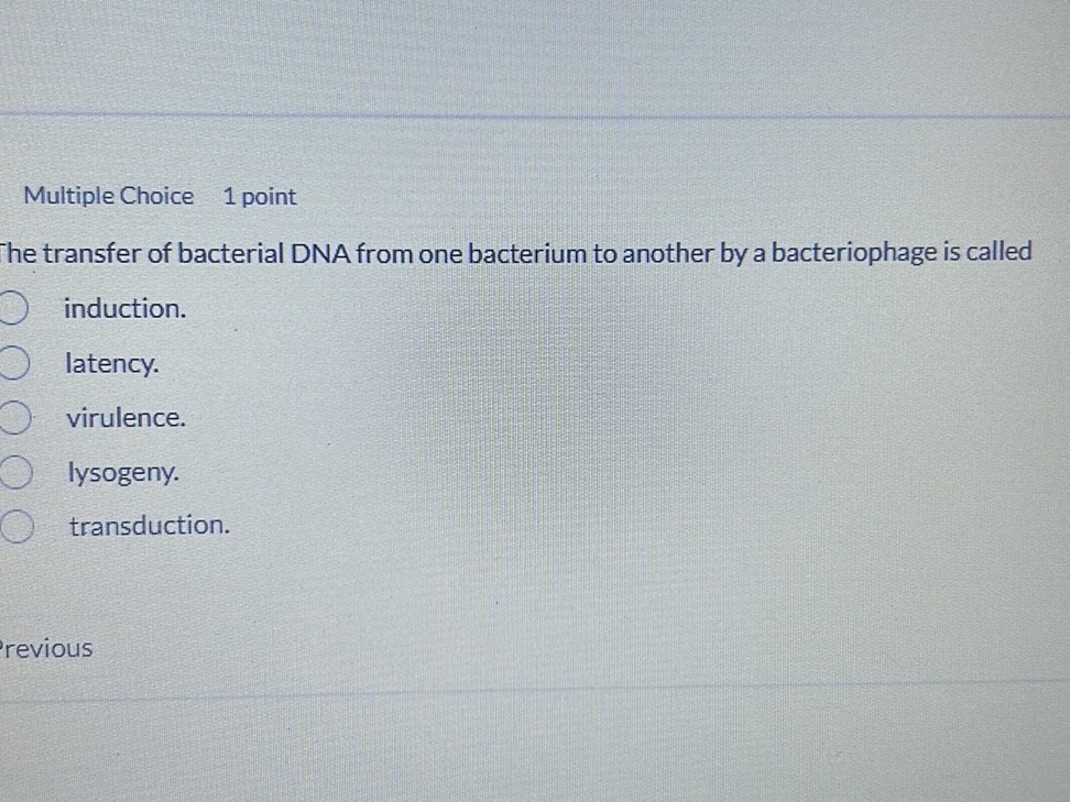 Multiple Choice 1 point The transfer of | StudyX