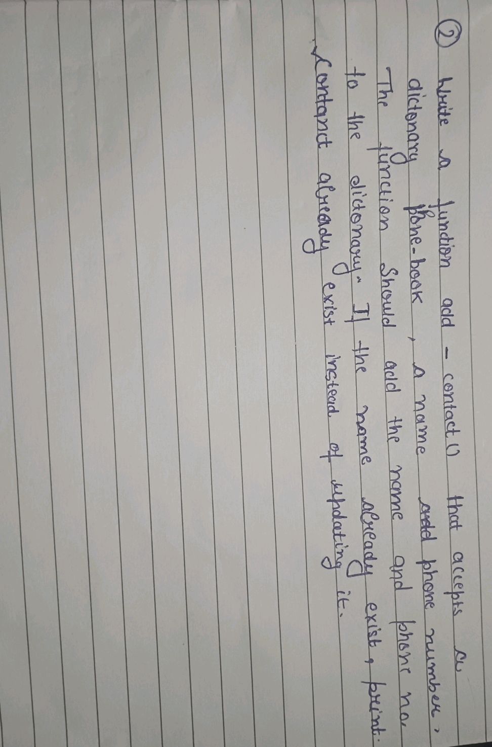 Write a function add - contact() that | StudyX