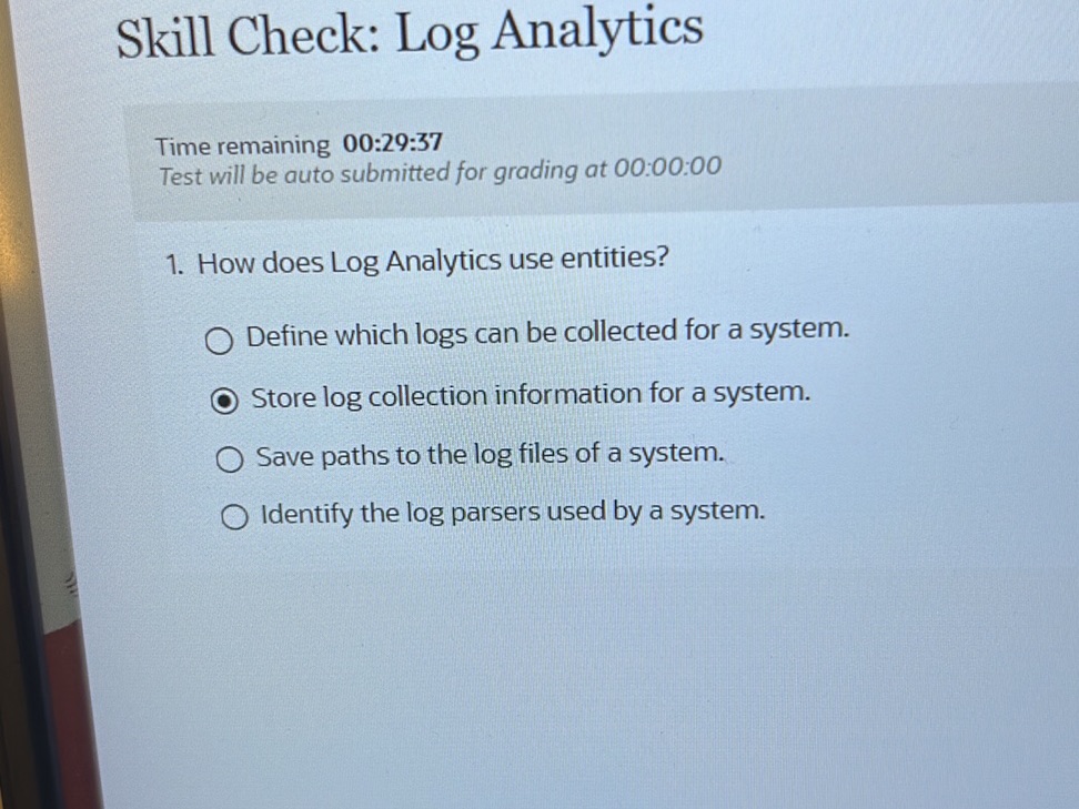 Skill Check: Log Analytics Time remaining | StudyX