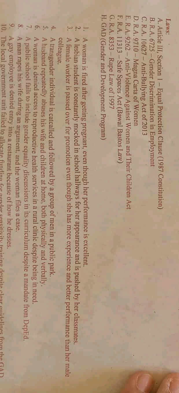 Laws: A. Article III, Section 1 - Equal