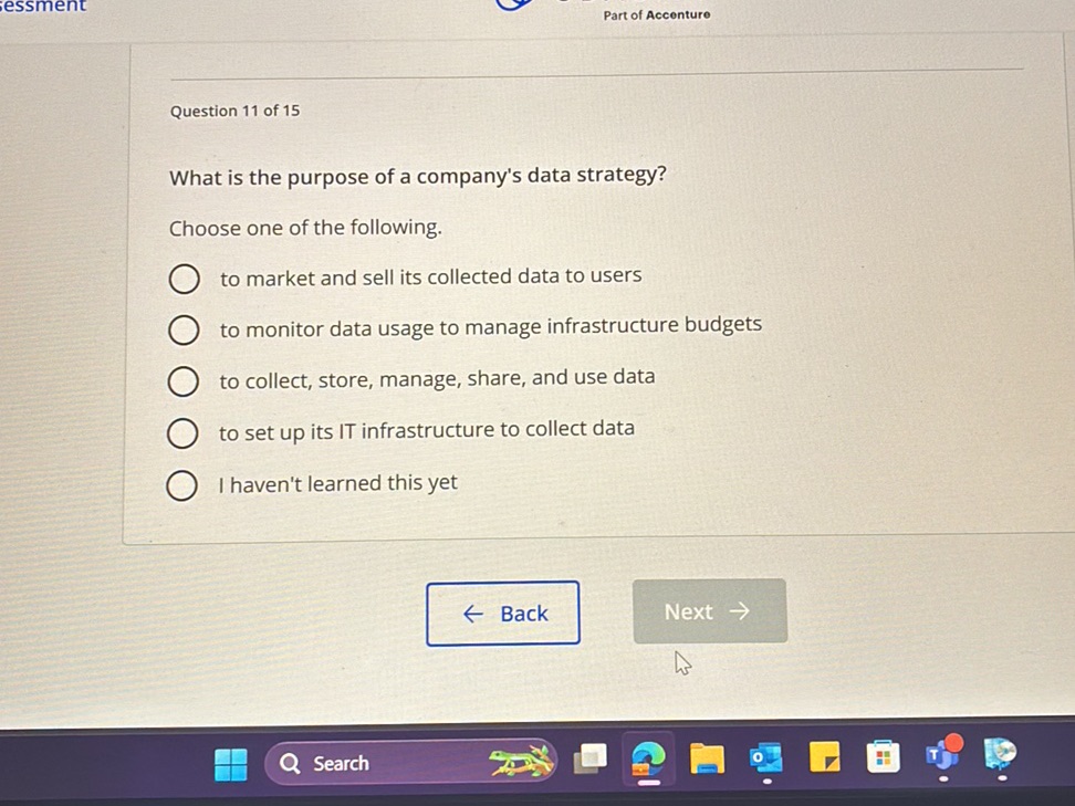 essment Part of Accenture Question 11 of 15 | StudyX