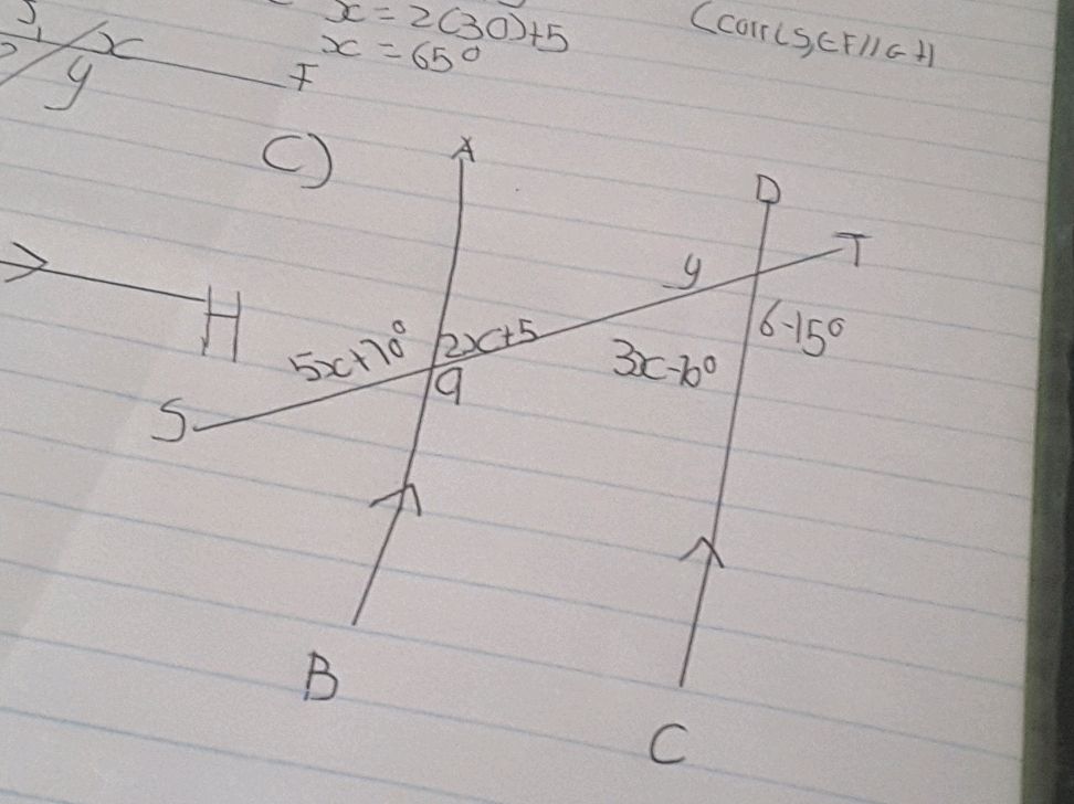C) Diagram with angles labeled: $5x + | StudyX