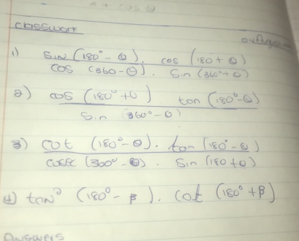 1) $ { (180^ - ) (180 + )}{ (360 - ) | StudyX