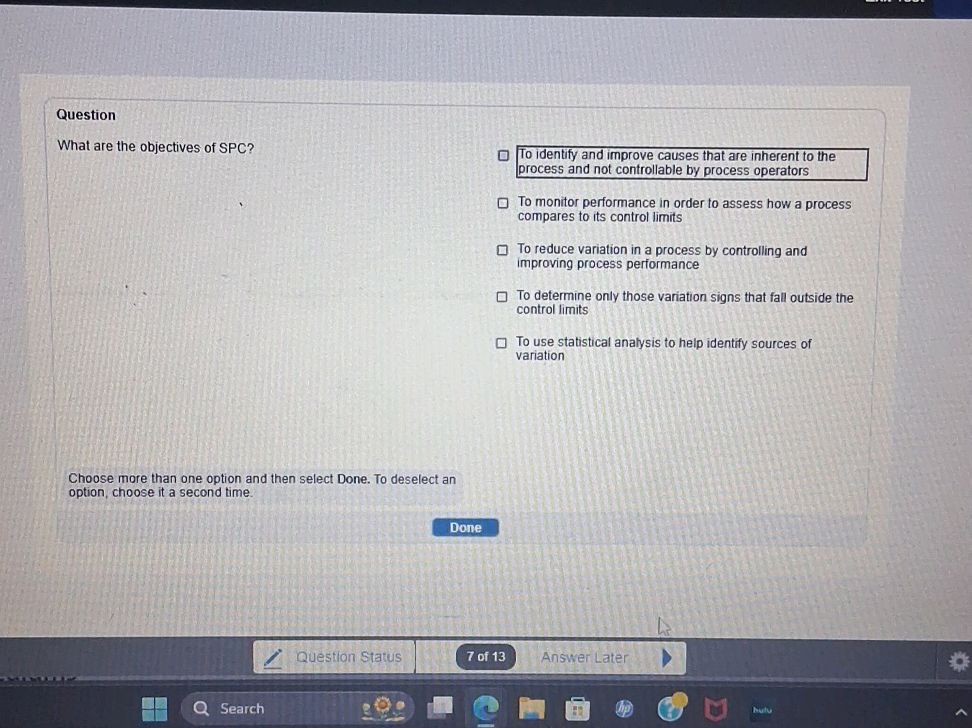 What are the objectives of SPC? To identify | StudyX