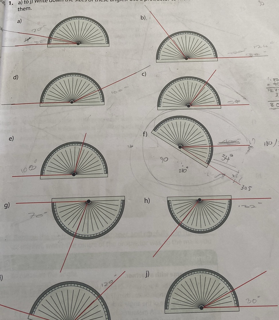 1. a) to j) Write down the sizes of these | StudyX