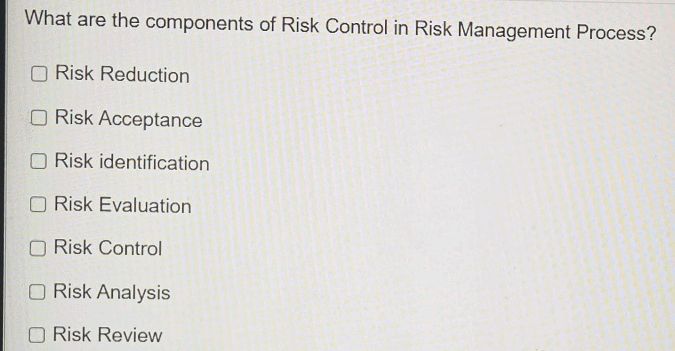 What are the components of Risk Control in | StudyX