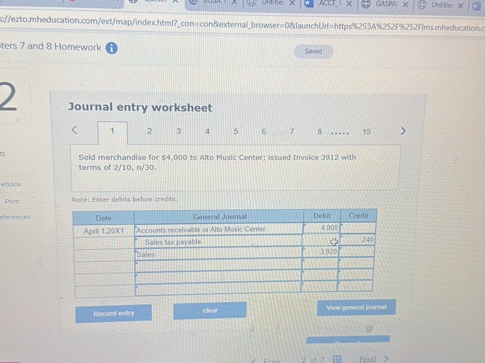 Journal entry worksheet Sold merchandise | StudyX