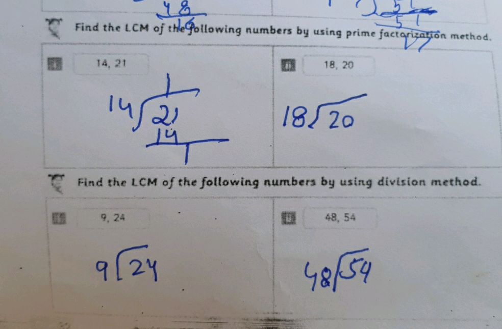 Find the LCM of the following numbers by