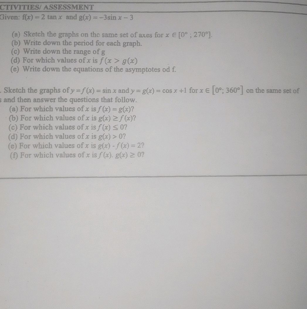 Given: $f(x) = 2 an{x}$ and $g(x) = | StudyX