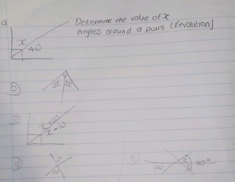 Determine the value of x Angles around a | StudyX