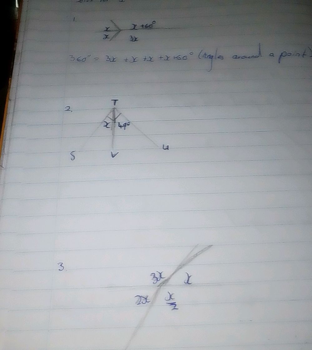 $ {x}{x} x+60°$ $ 3x$ $360° = 3x + x + x + x