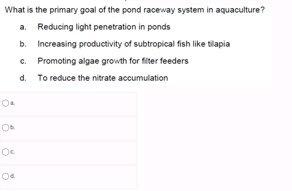 What is the primary goal of the pond raceway | StudyX