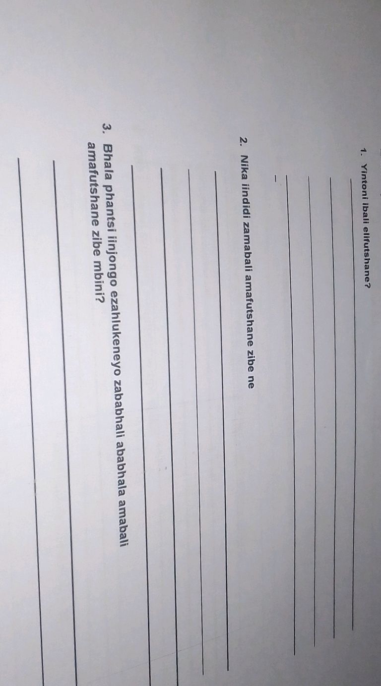 Yintoni ibali elifutshane? 2. Nika iindidi