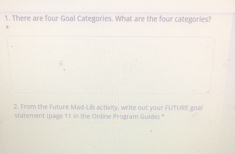 There are four Goal Categories. What are the