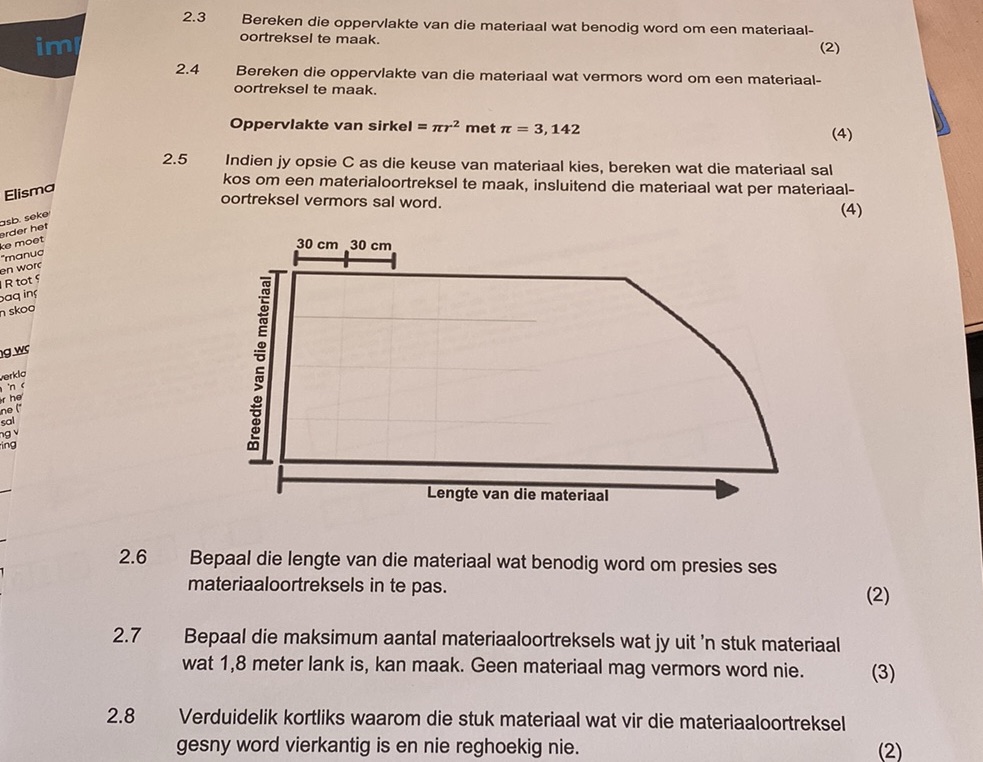 2.3 Bereken die oppervlakte van die