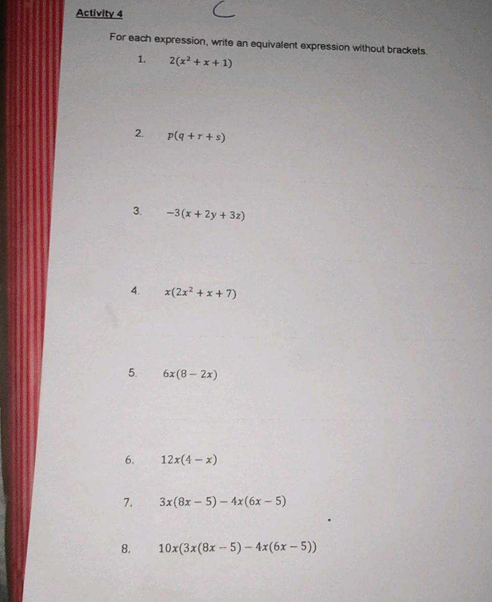 For each expression, write an equivalent | StudyX