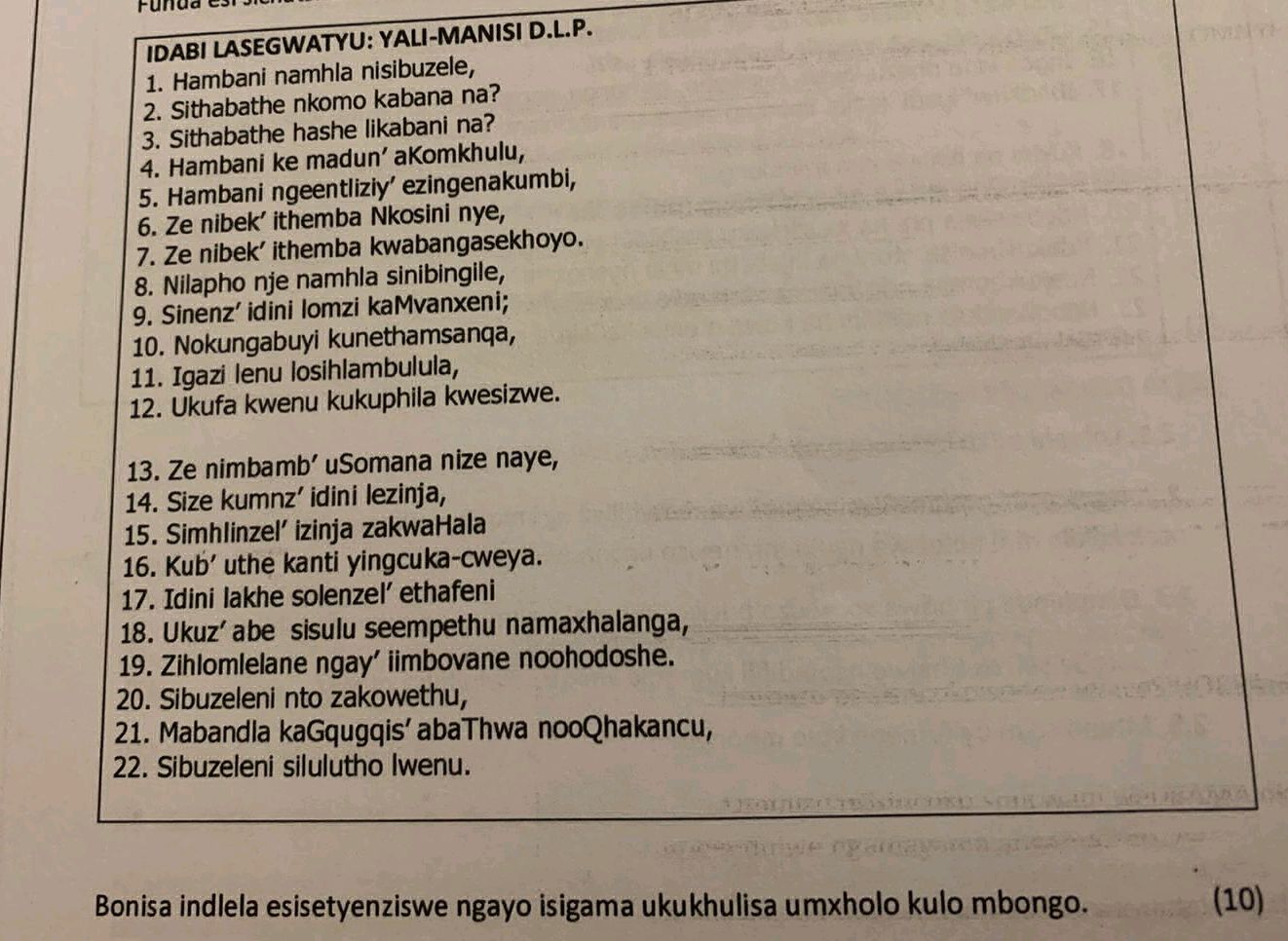 IDABI LASEGWATYU: YALI-MANISI D.L.P. 1.