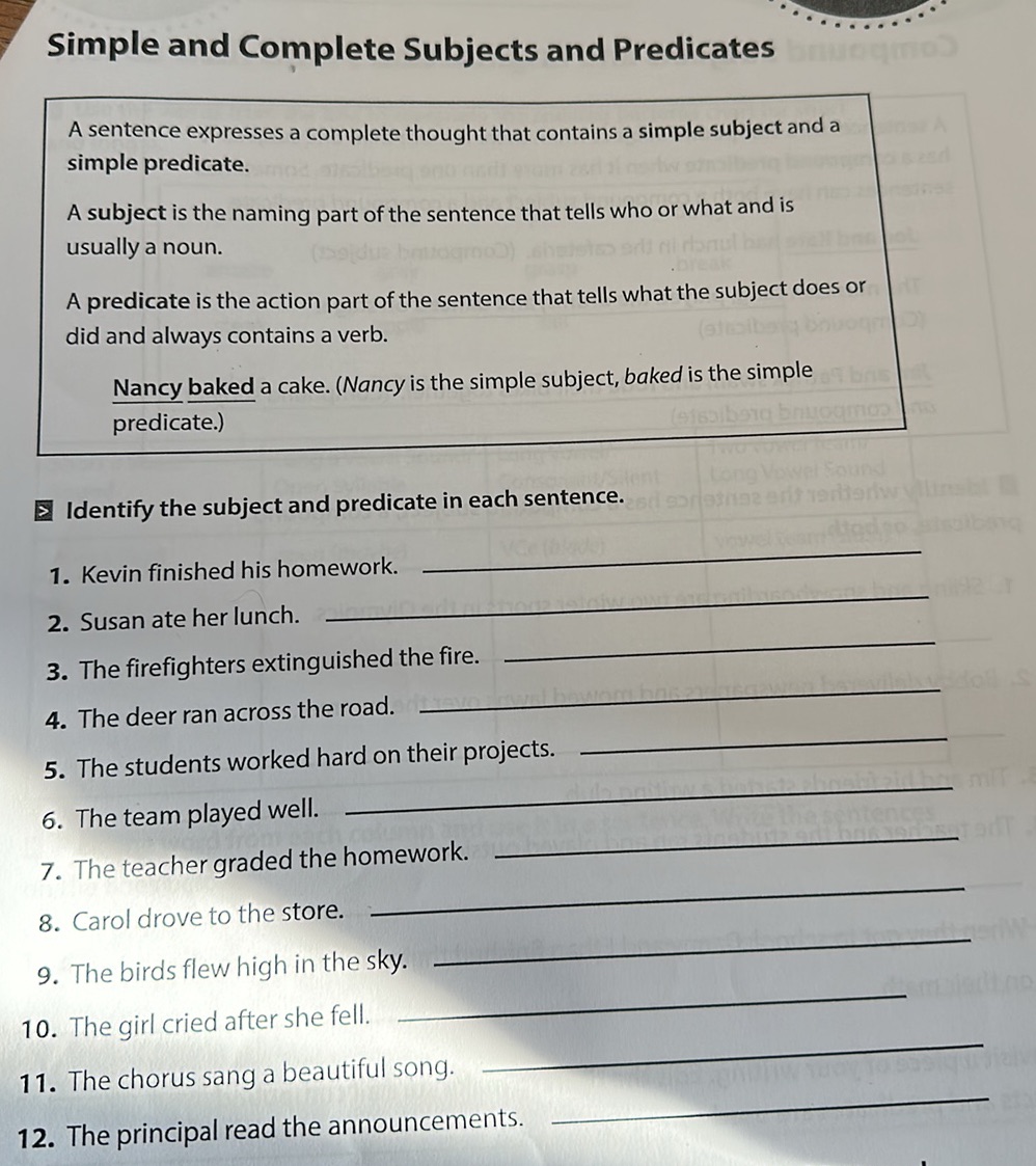 Simple and Complete Subjects and Predicates | StudyX
