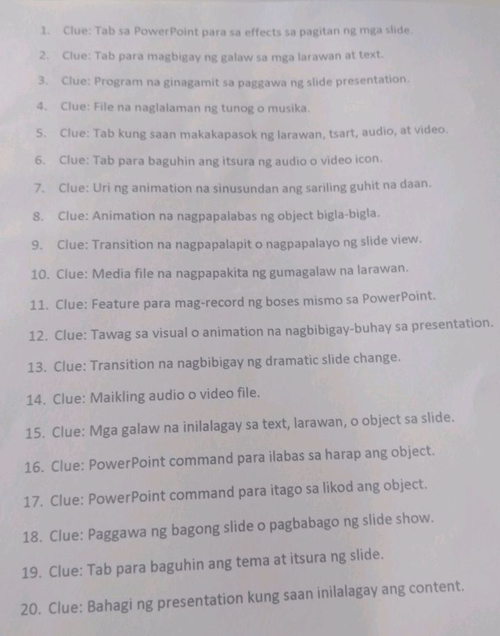 1. Clue: Tab sa PowerPoint para sa effects | StudyX