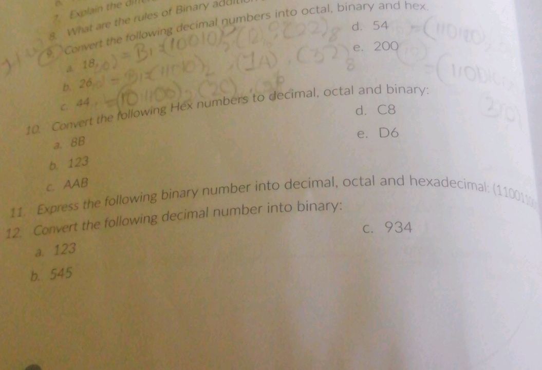 9. Convert the following decimal numbers | StudyX