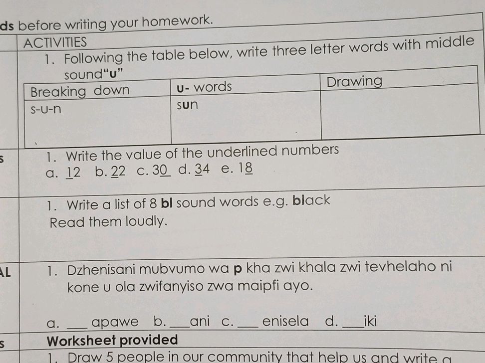 1. Following the table below, write three | StudyX