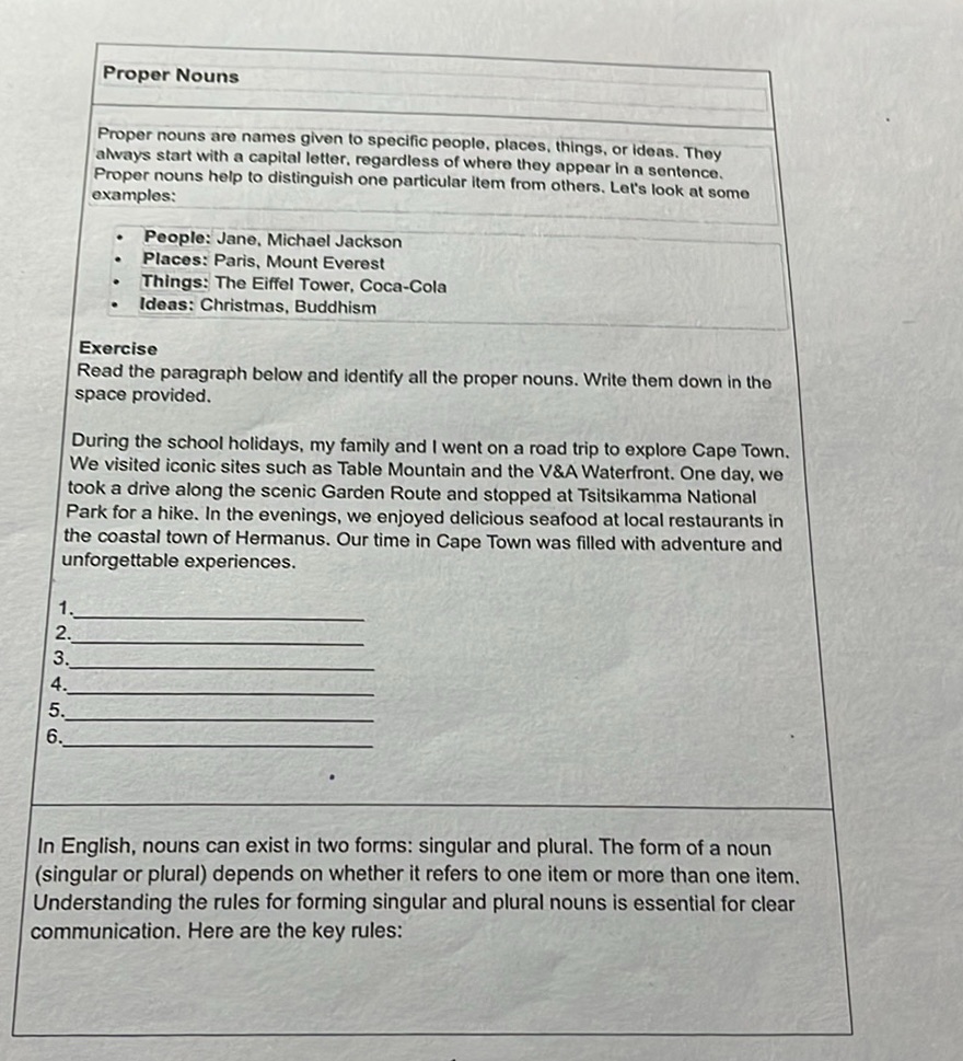 Proper Nouns Proper nouns are names given | StudyX