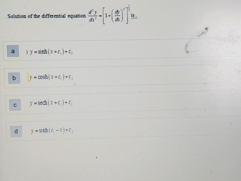 Solution of the differential equation $ | StudyX
