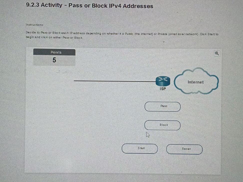 Decide to Pass or Block each IP address
