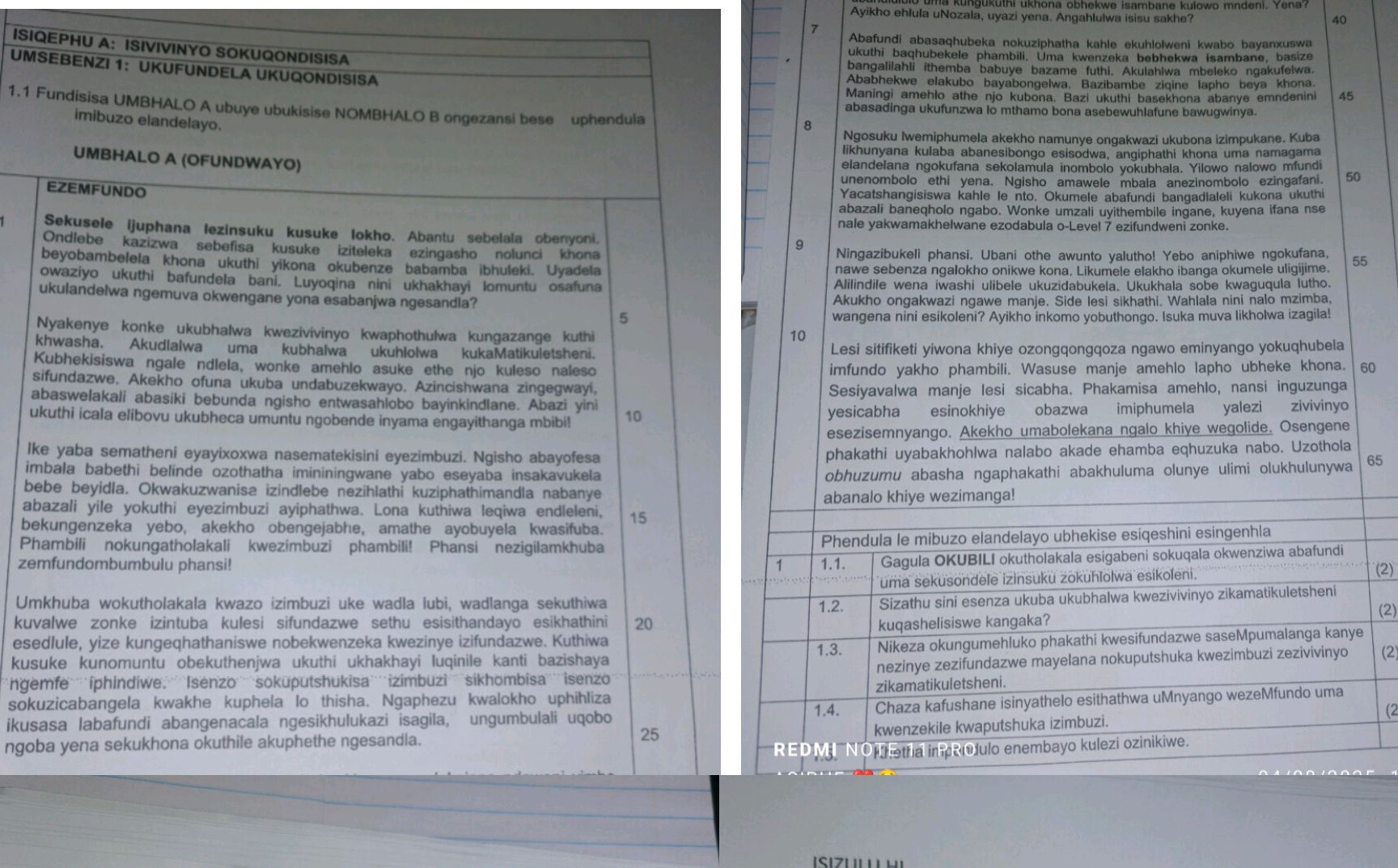 Phendula le mibuzo elandelayo ubhekise | StudyX