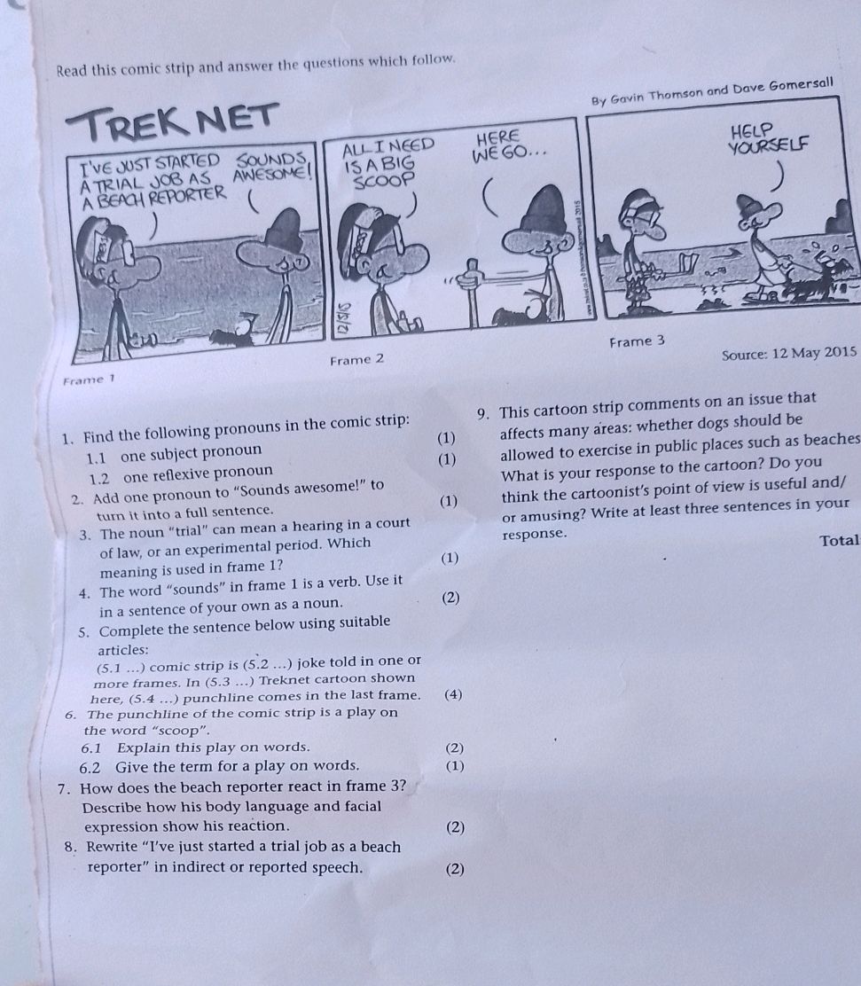 Find the following pronouns in the comic