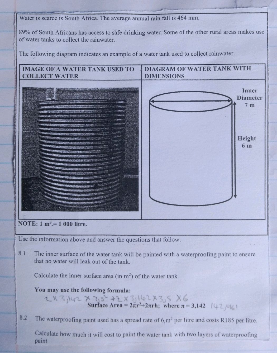 The inner surface of the water tank will be
