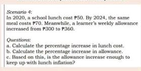 Scenario 4: In 2020, a school lunch cost
