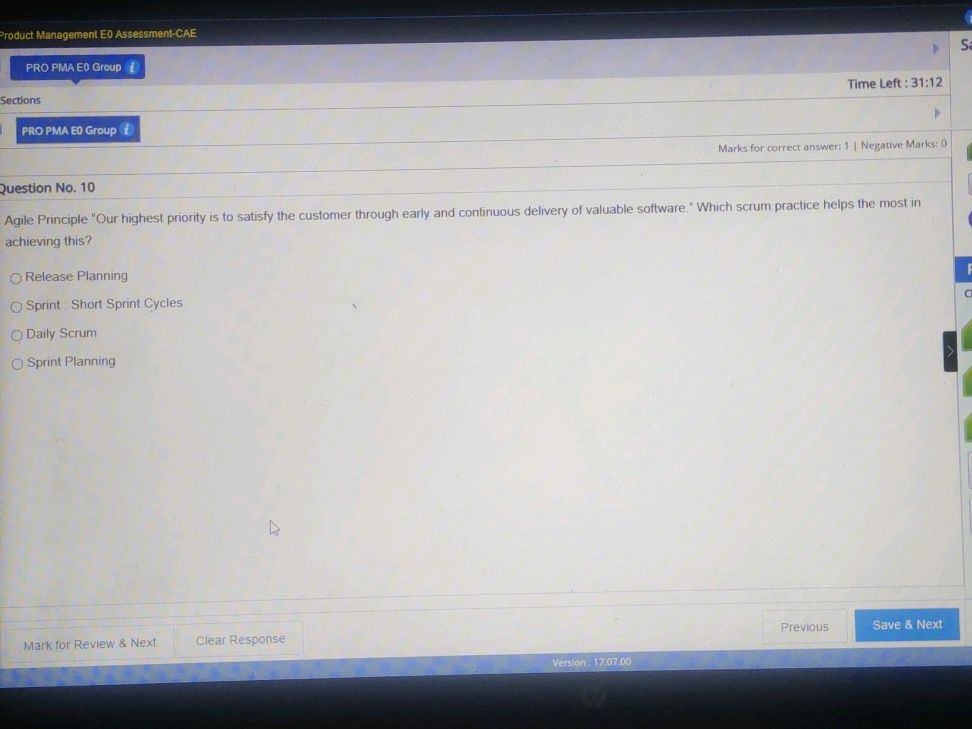 Product Management E0 Assessment-CAE PRO PMA | StudyX