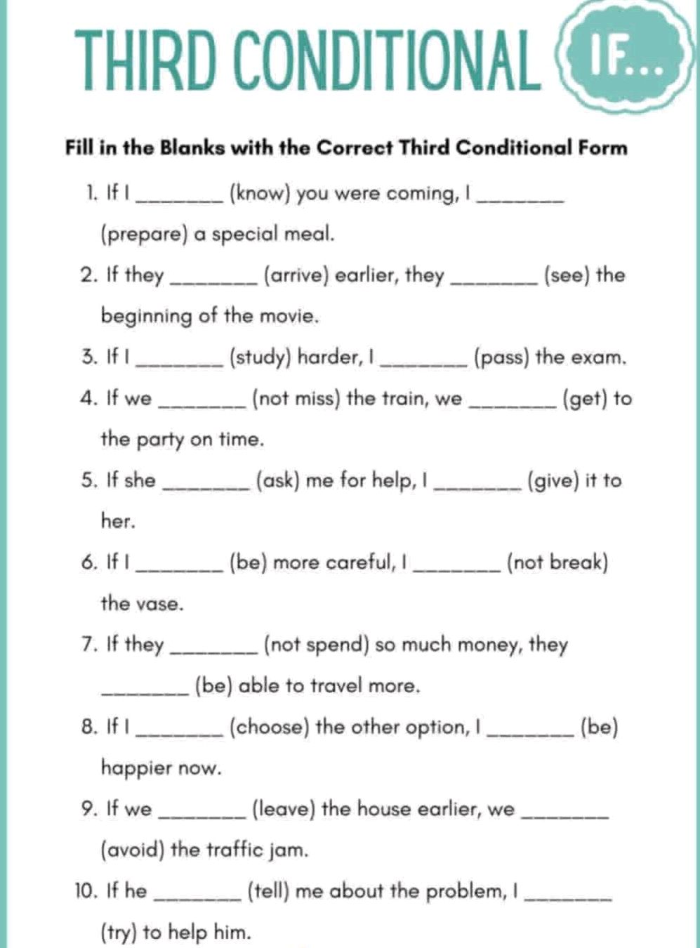 Fill in the Blanks with the Correct Third