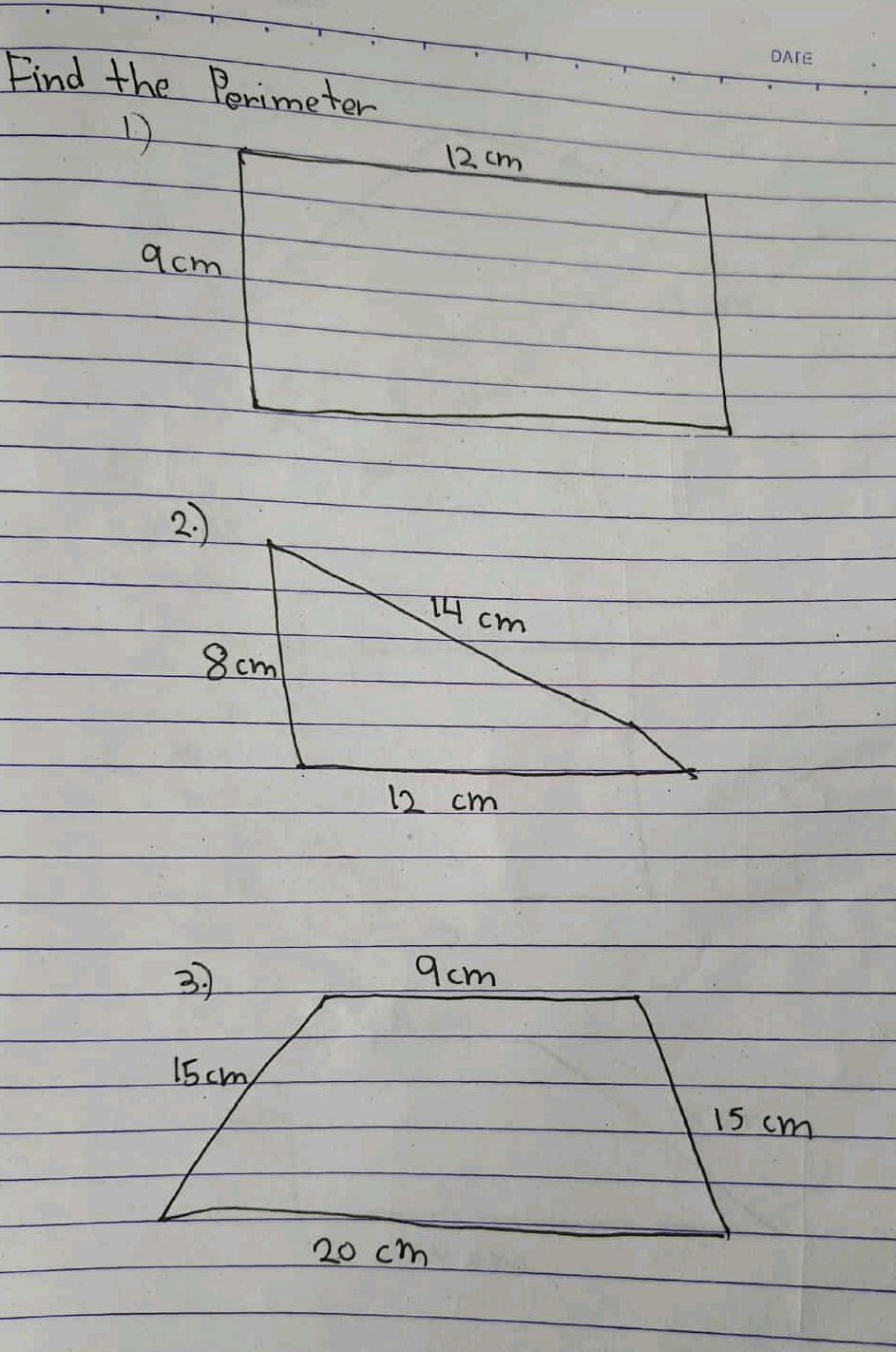 Find the Perimeter 1) Rectangle with sides