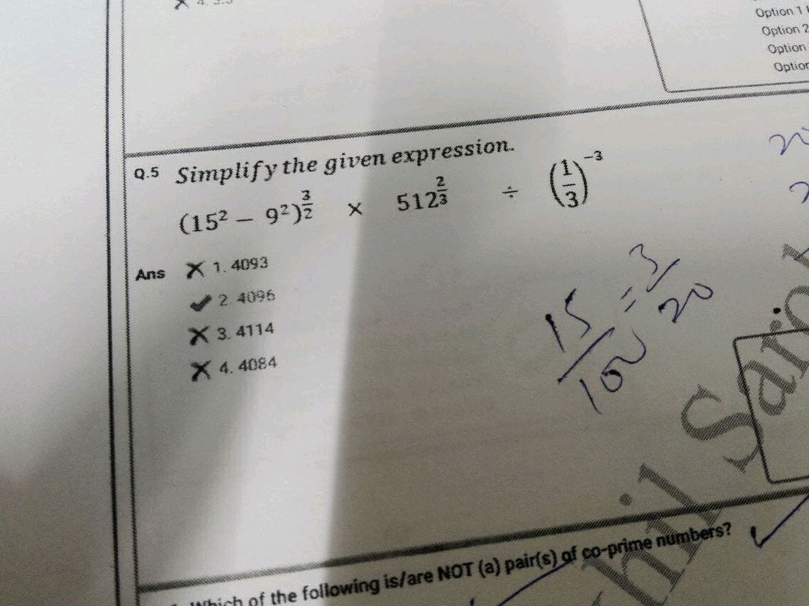 Q.5 Simplify the given expression. $(15^2 - | StudyX